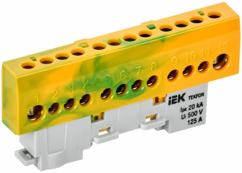 Шина PE «земля» изол. на универс. держ. 8х12-12-ЖЗ TEKFOR IEK TF-NN20-12-KL-K52