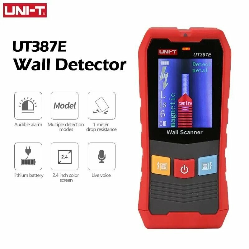 UNI-T UT387E Стенный детектор Обнаружение переменного тока деревянными стержнями, арматурными трубами