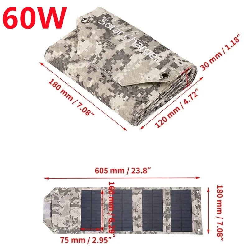 Солнечная панель складная 60W, 605x180 мм