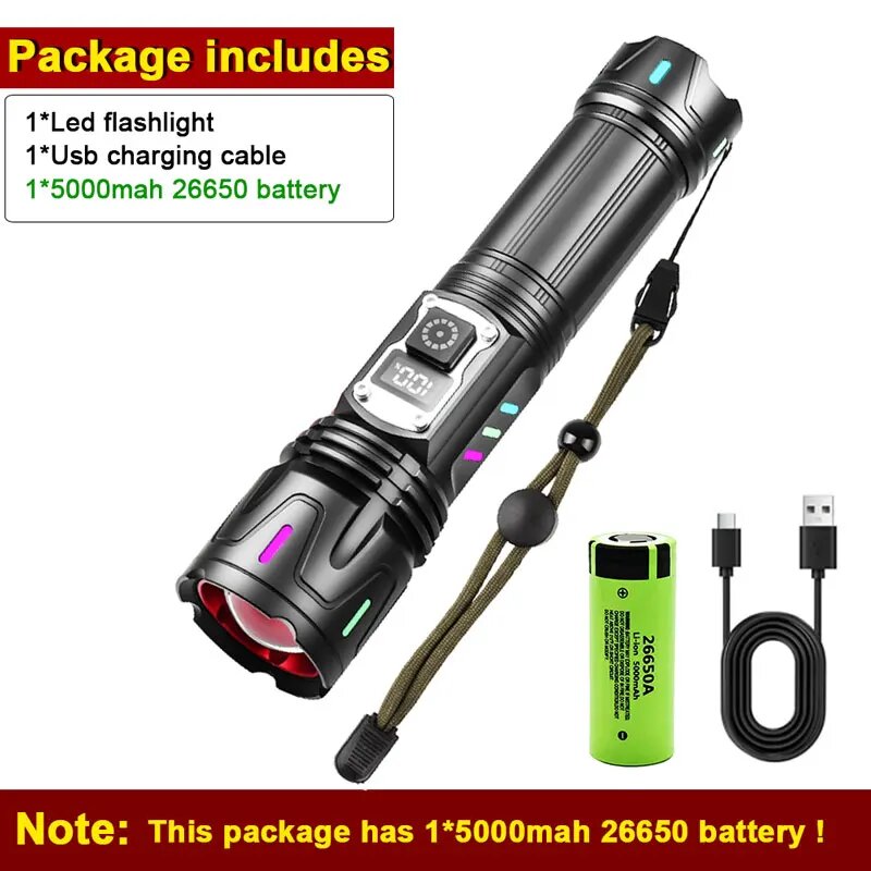 Тактический фонарик Mingtrs 50000mAh 26650