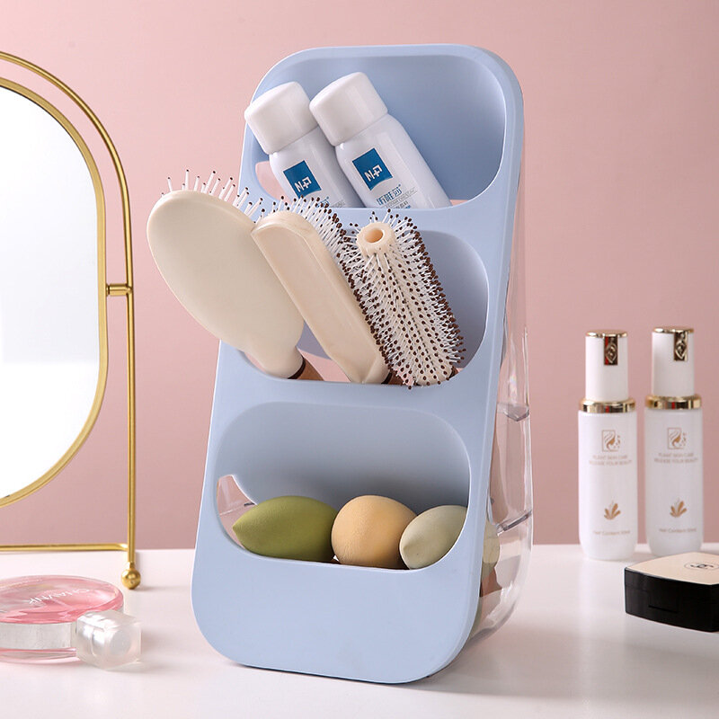 Трехслойный раздельный органайзер в стиле легкой роскоши для рабочего стола и ванной комнаты, органайзер для канцелярских принадлежностей, большая коробка для хранения кистей для макияжа и маркеров.