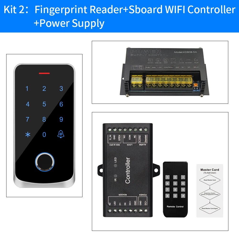 Комплект: отпечаток пальца, Sboard WIFI, блок питания, Kit 2