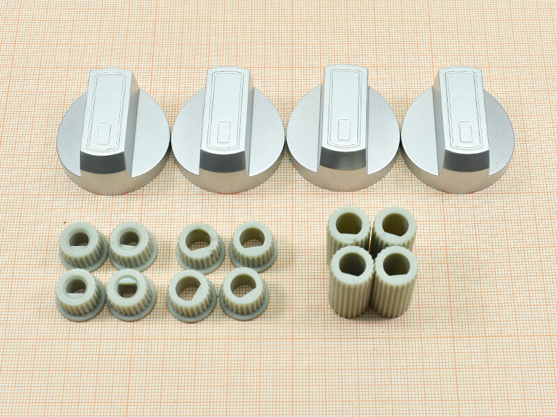 Ручка газового крана, универсальная, серая, комплект 4 штуки