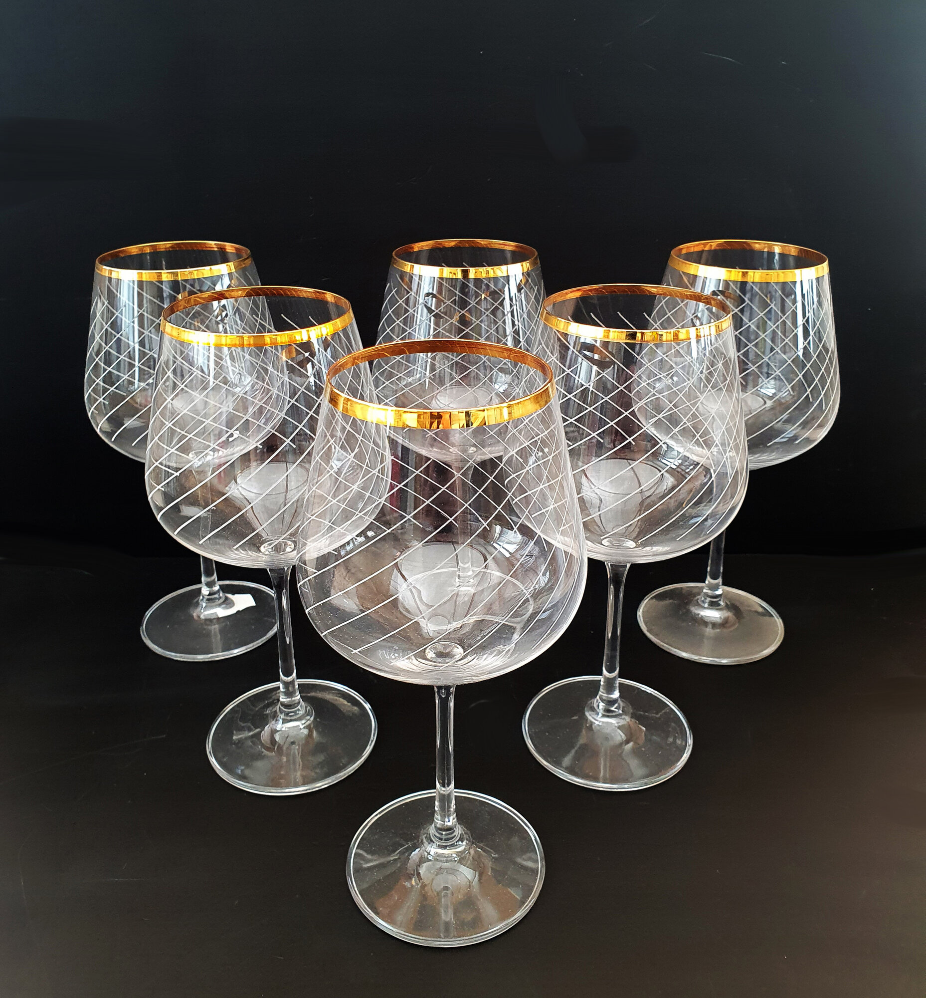 Набор бокалов для вина из 6-ти шт. DORA/стрикс 600ml. H-22 см. Хрустальное выдувное стекло. В подарочной коробке.