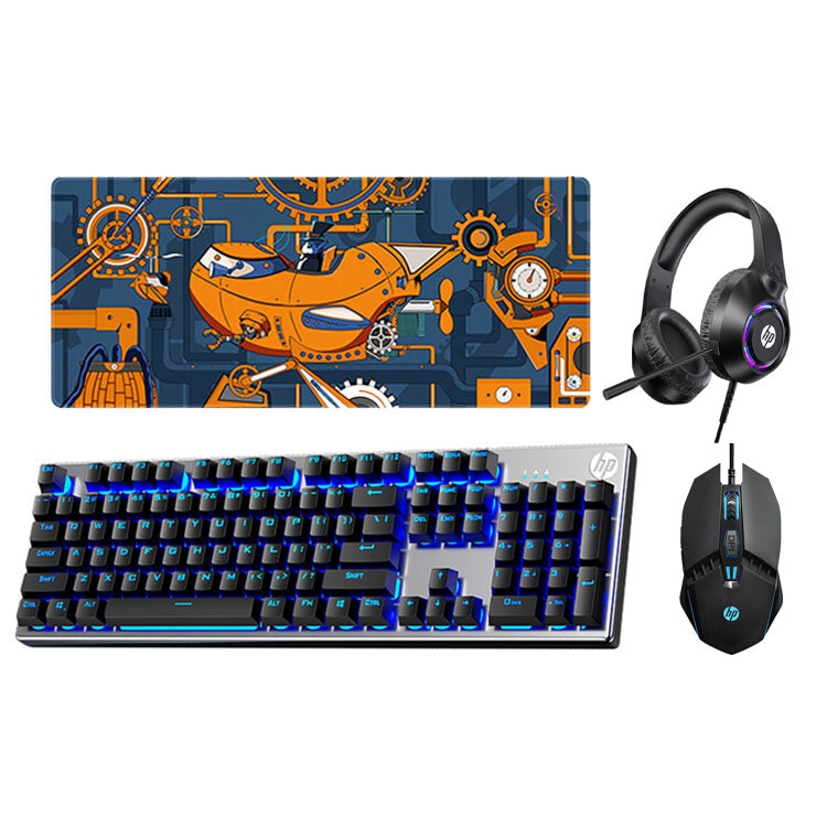 Клавиатуры унисекс HP 5803460, Esports Four-Piece Set (Black Keyboard+Mouse+Gaming Headphones+Extra Large Gaming Mouse Pad)
