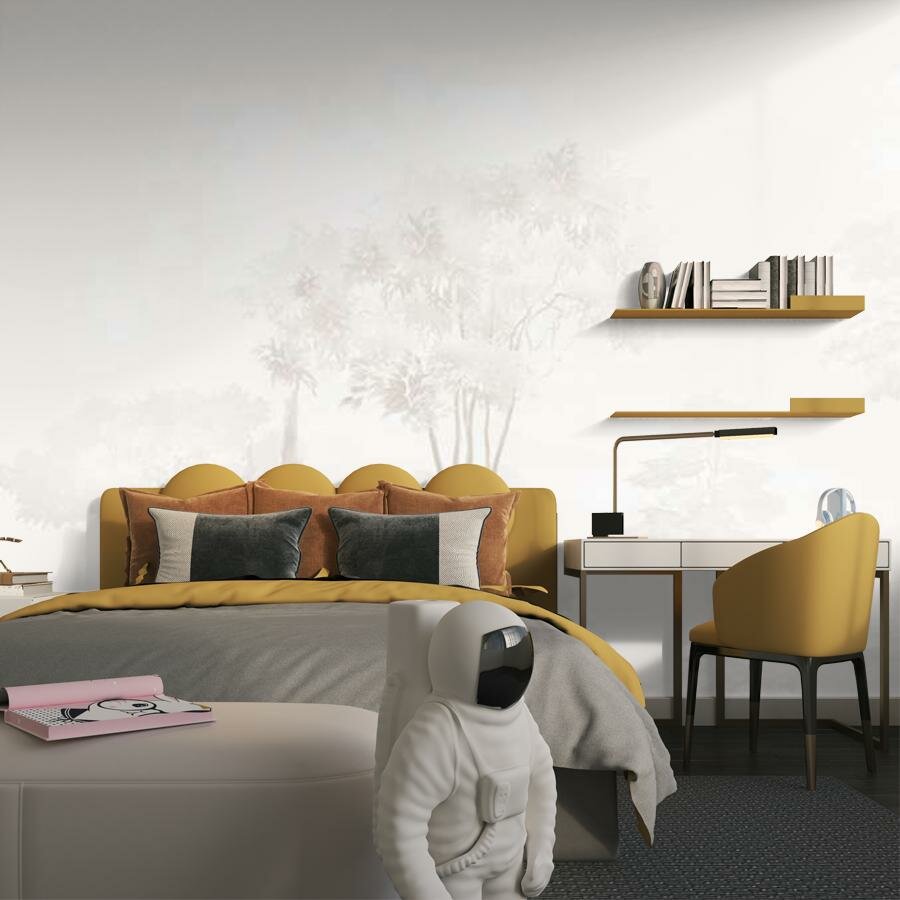 Фотообои Лес фоновый бежевый 13-1072-L-Холст 270 x 400 см (ВхШ) Бесшовные, флизелиновые, влагостойкие обои