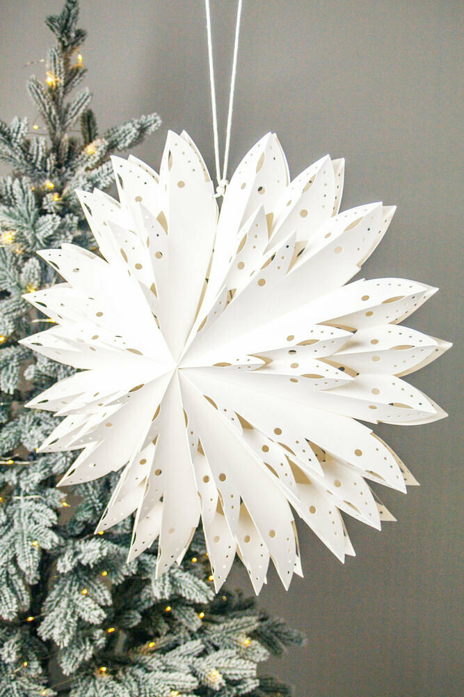 Подвесное декоративное украшение снежинка валентина, бумага, белый, 50 см, Koopman International A64101060-2