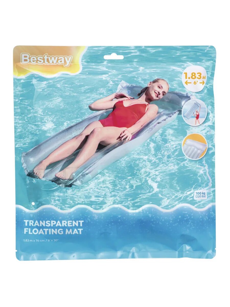 Надувной матрас для плавания Прозрачный 183х76