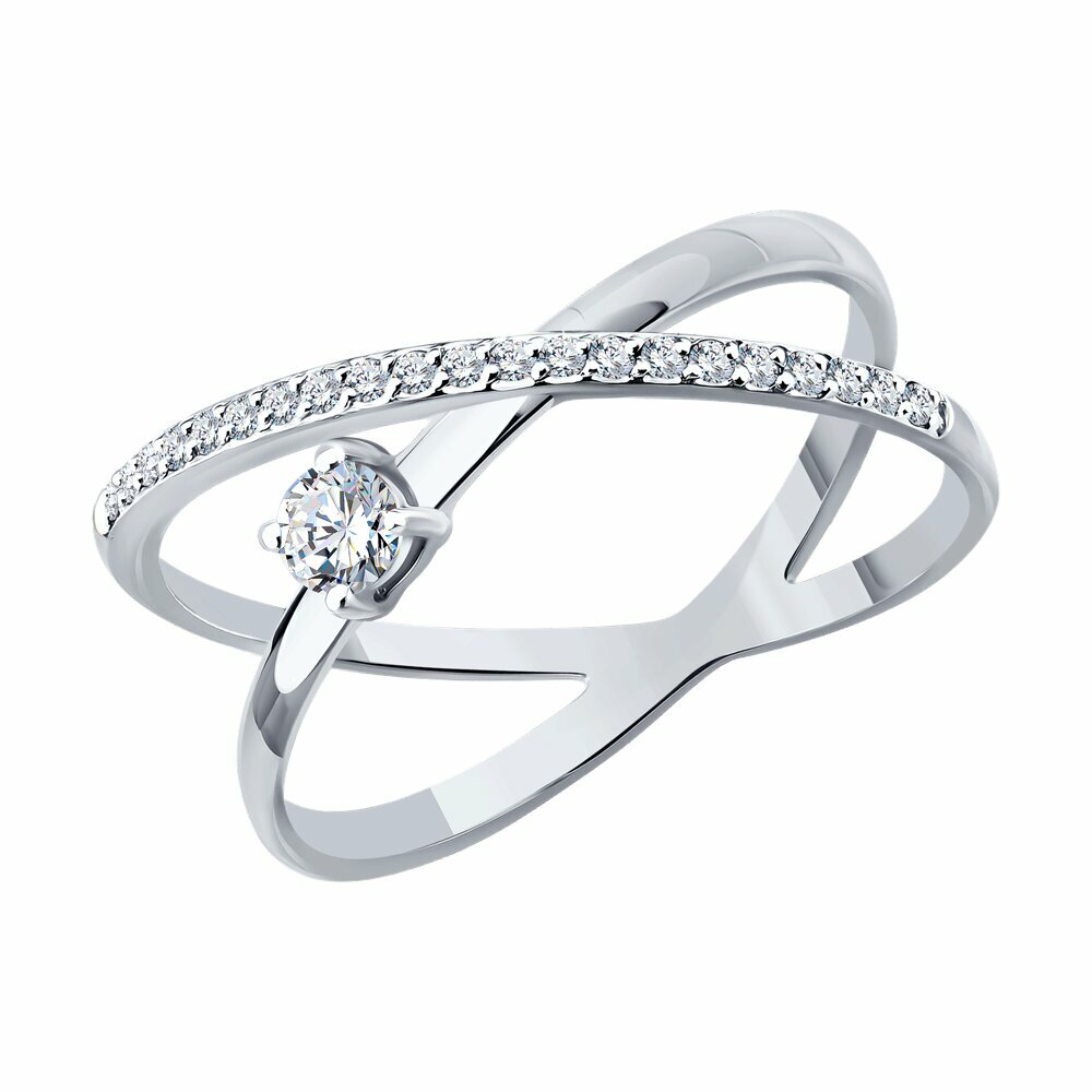 Кольцо, белое золото, 585 проба, бриллиант выращенный