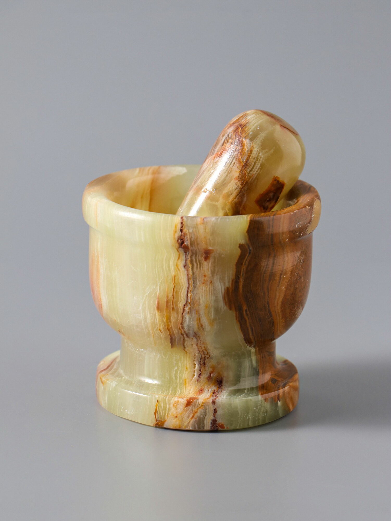 Набор: ступка с пестиком, оникс, 7x8x8.5 см, цвет: разноцветный