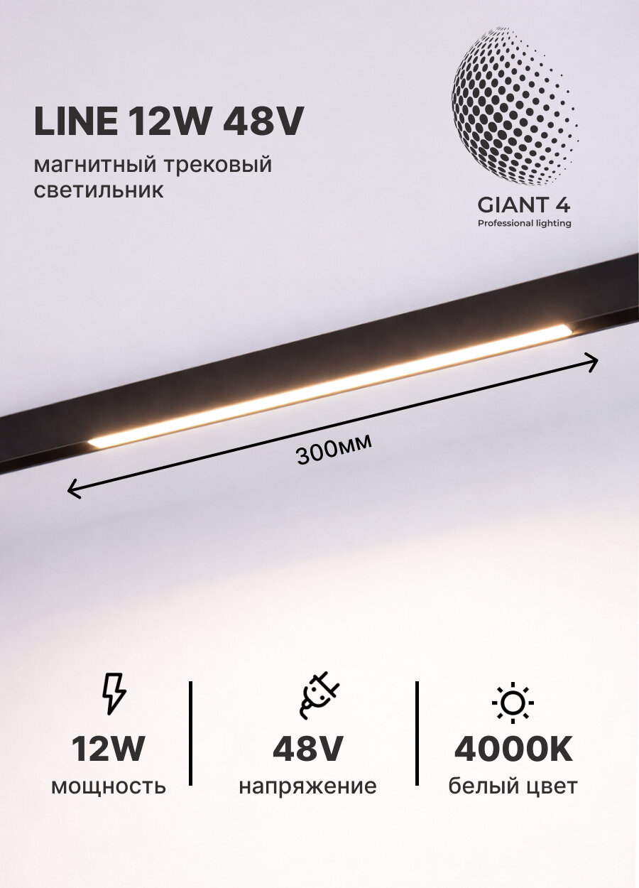 Трековый светодиодный светильник ET48 Line 12W 4000K Giant4