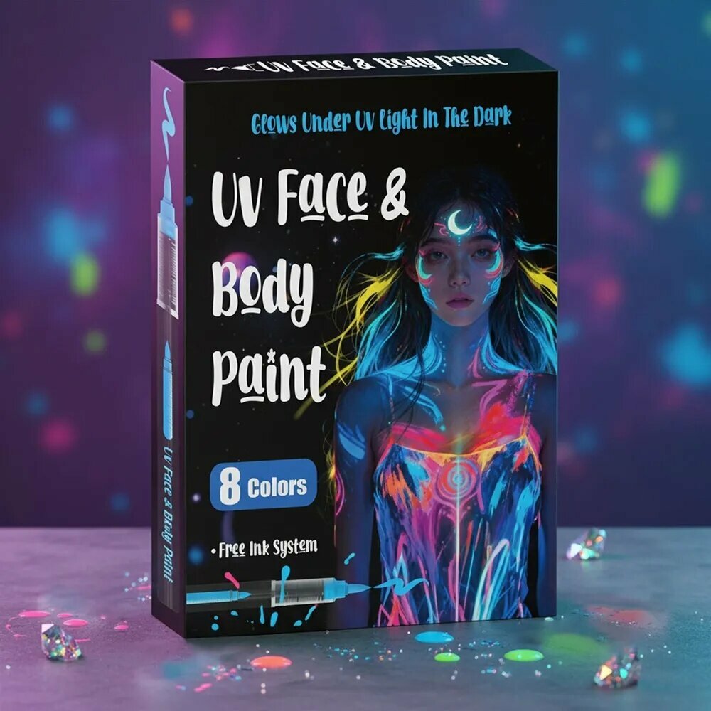 8 шт. светящиеся в темноте краски для тела УФ-неоновые маркеры для рисования лица для взрослых подростков и детей