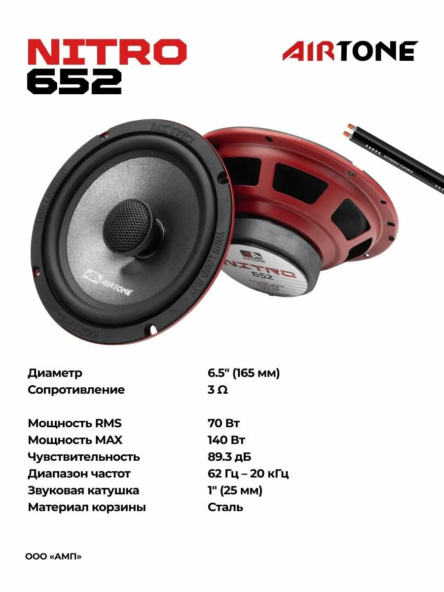 Усилитель AIRTONE ANDROID 4.50 для магнитол и комплект 4 динамиков NITRO 6.5 + NITRO 652