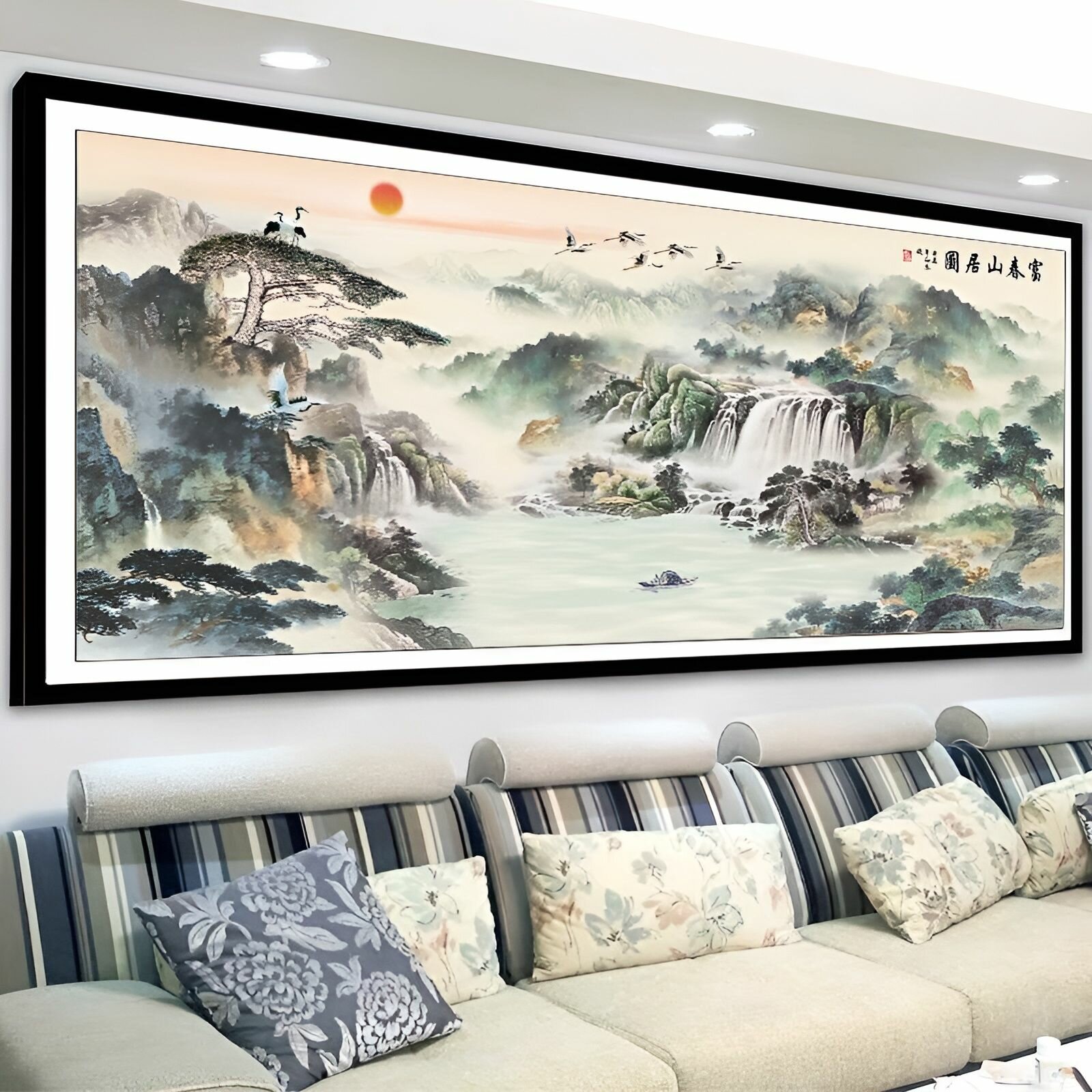 Набор для вышивания крестиком, вышивка крестиком, Ландшафтная карта Фучуньского ландшафта , 11CT 3 нити,195х85см (без рамки)