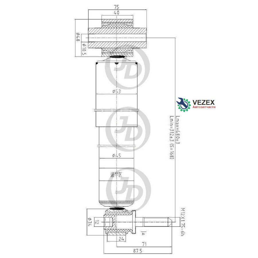 JUST DRIVE JAA0241 Амортизатор газомасляный задний /344800/