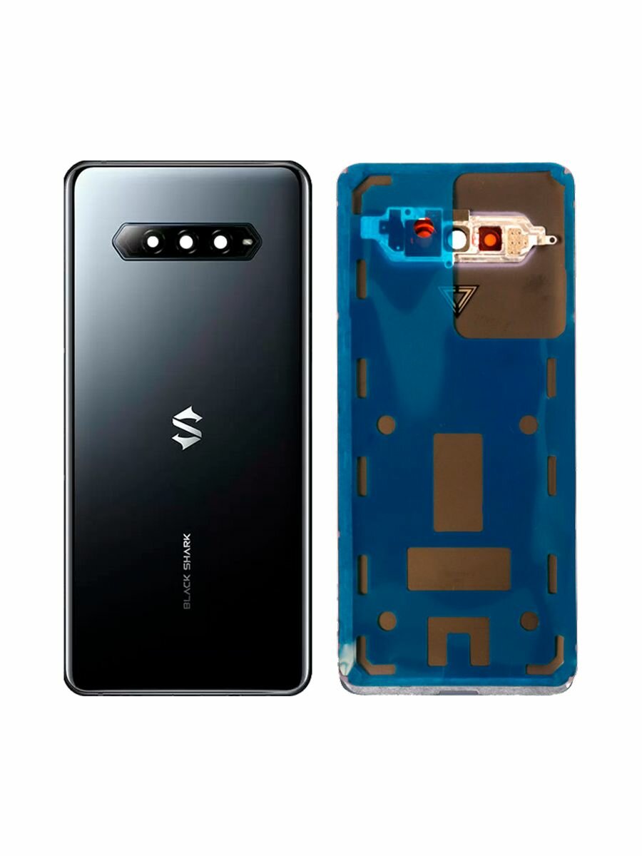 Задняя крышка для Xiaomi Black Shark 4 Pro черная со стеклом камеры