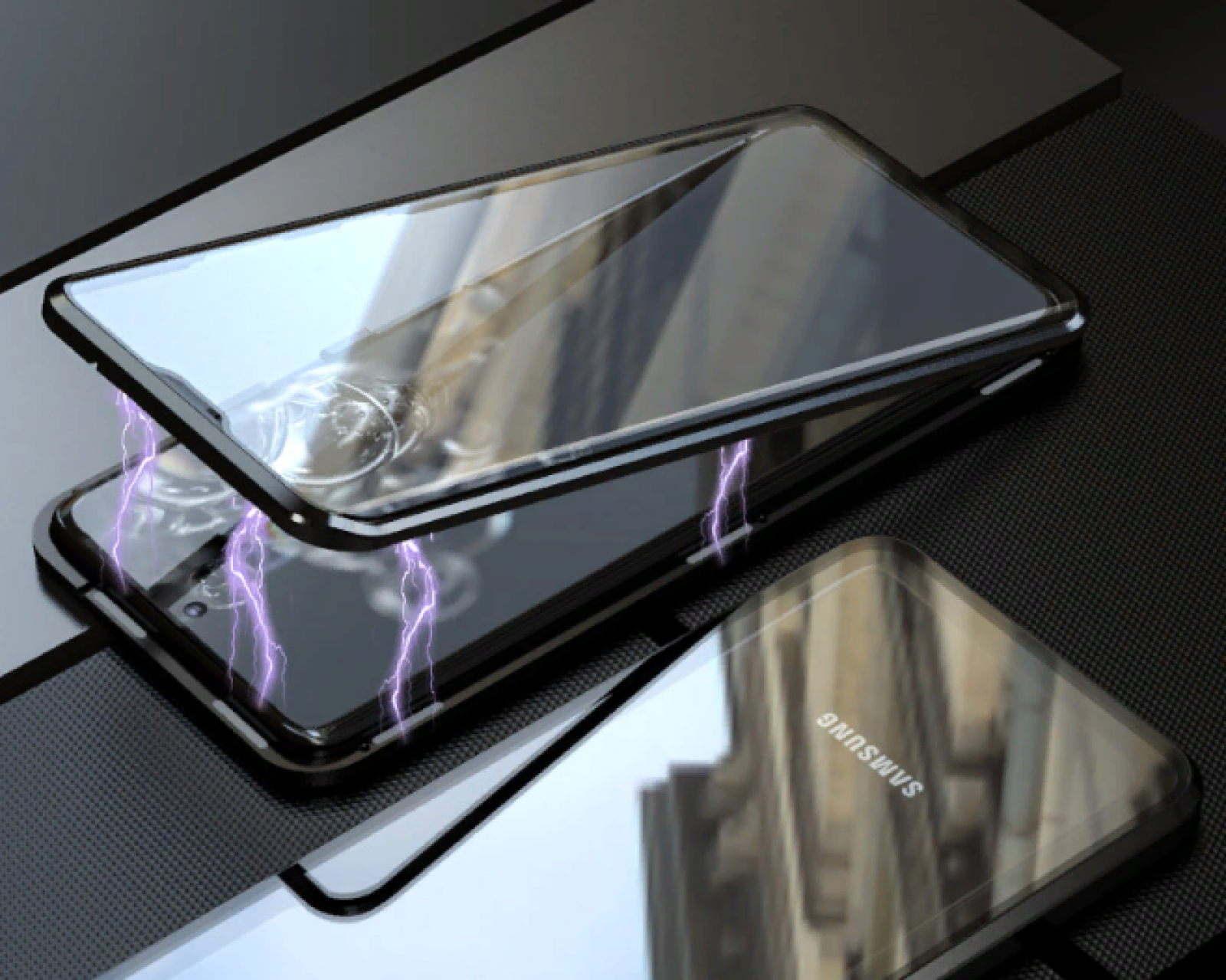 Магнитный чехол бампер MyPads для Samsung Galaxy Note 20 Ultra с двухсторонней стеклянной крышкой, металлический, черный