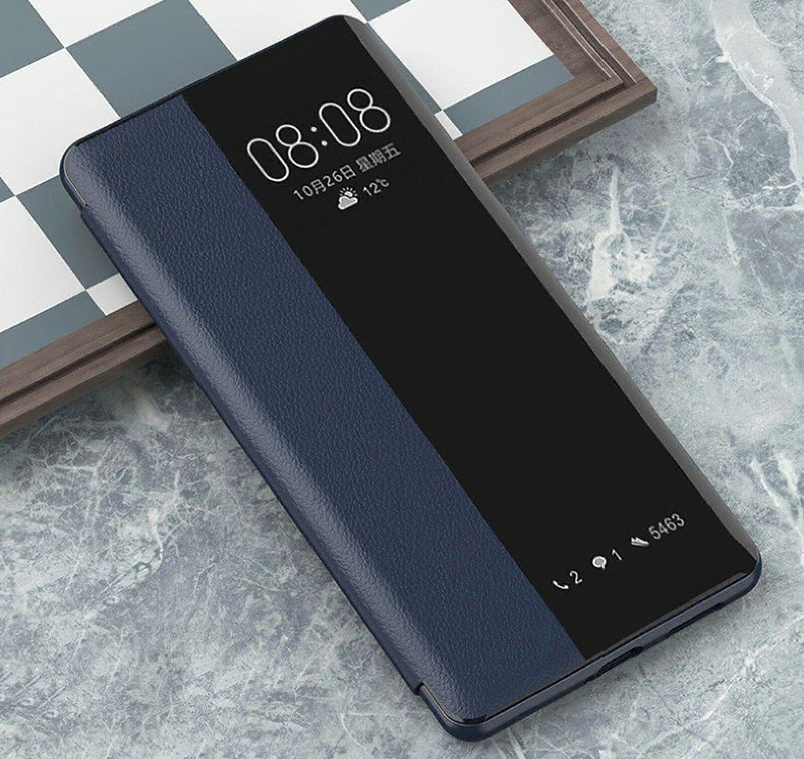 Чехол-кейс MyPads Finestra laterale для Huawei P60 и P60 Pro с боковым окном и водоотталкивающий защитой