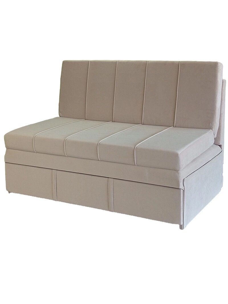 Диван-кровать StylChairs Сёма, ширина 120 см, без подлокотников, велюр бежевый