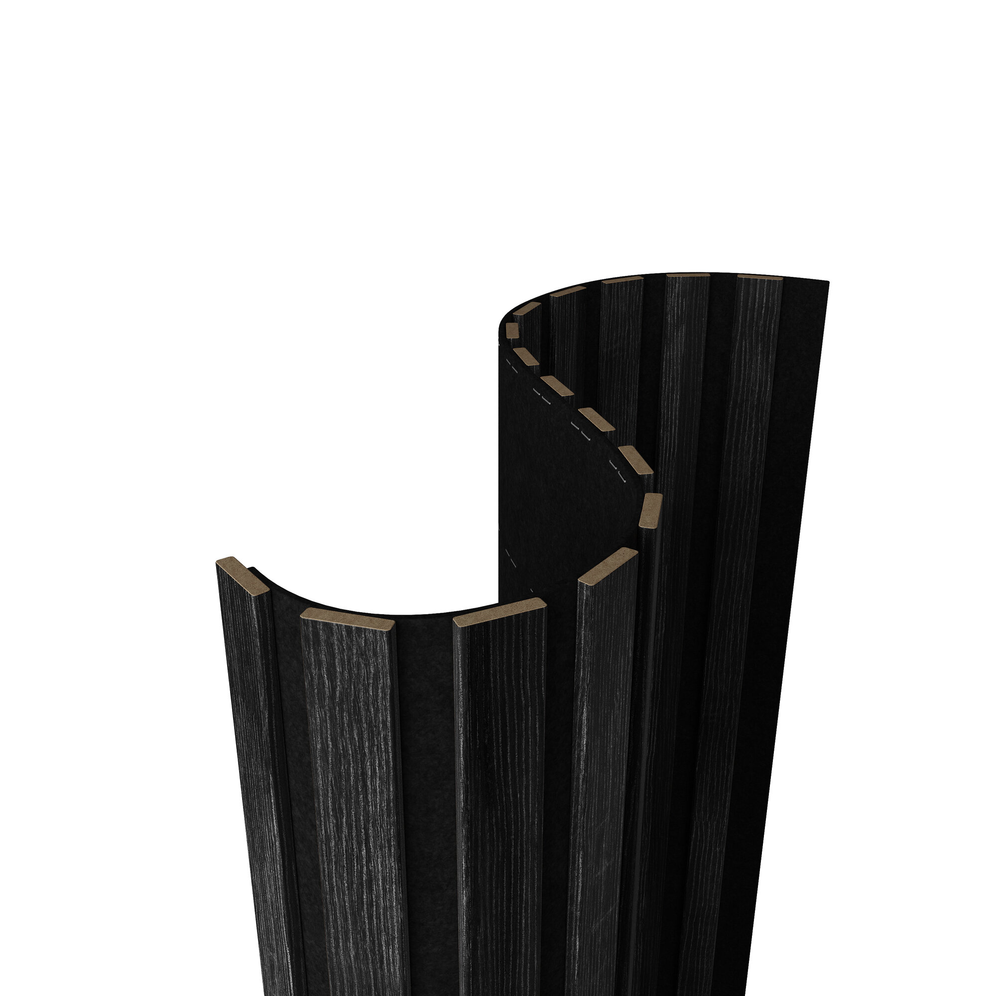 Гибкая акустическая панель 1200х600х9мм черный войлок, рейки МДФ 25х6мм, дуб графит ARTIVA