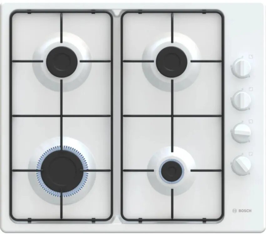 Варочная панель газовая Bosch PBP6C2K80O белый, эмалированная сталь