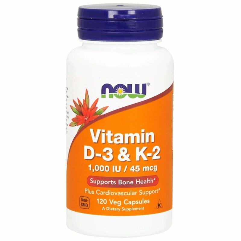 Витамины и минералы NOW Vitamin D-3 & K-2 1000 IU/45 мкг. (120 капс.)