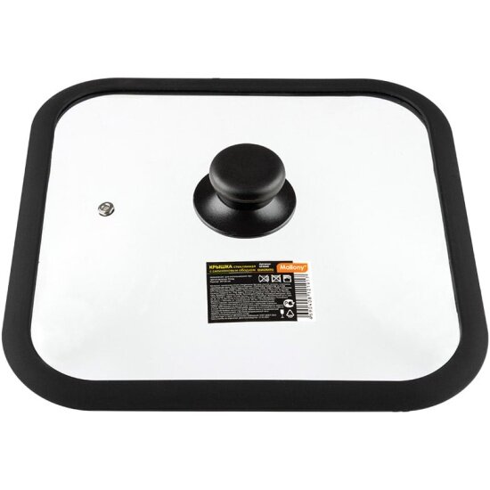 Крышка стеклянная с силиконовым ободком Mallony QUADRATO, 26*26 см