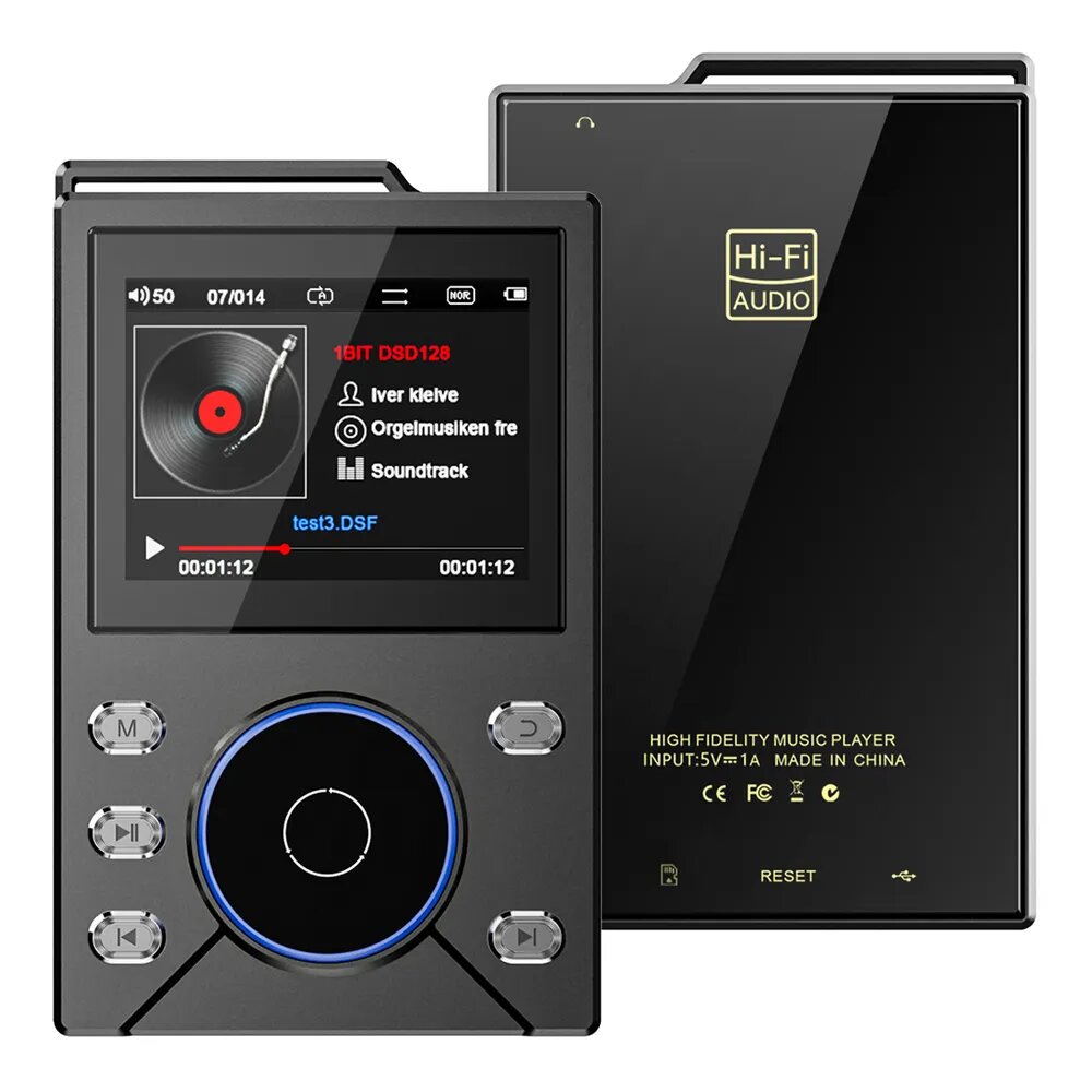 MP3-плеер портативный Hi-Fi, 16 ГБ, черный, поддержка DSD, экран 2.4 дюйма