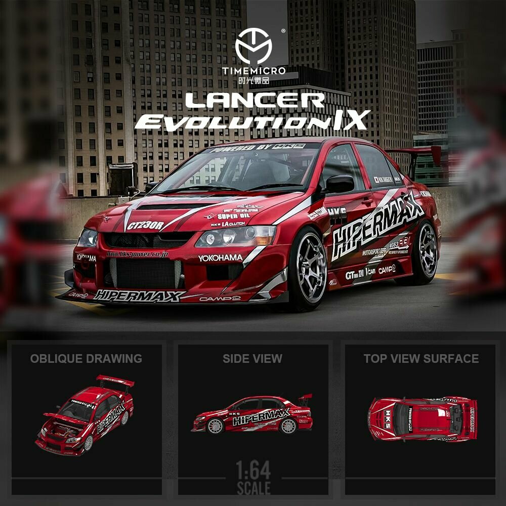 Модель автомобиля Mitsubishi Lancer Evolution IV, 1:64, TimeMicro - коллекционная из сплава с фигуркой модели
