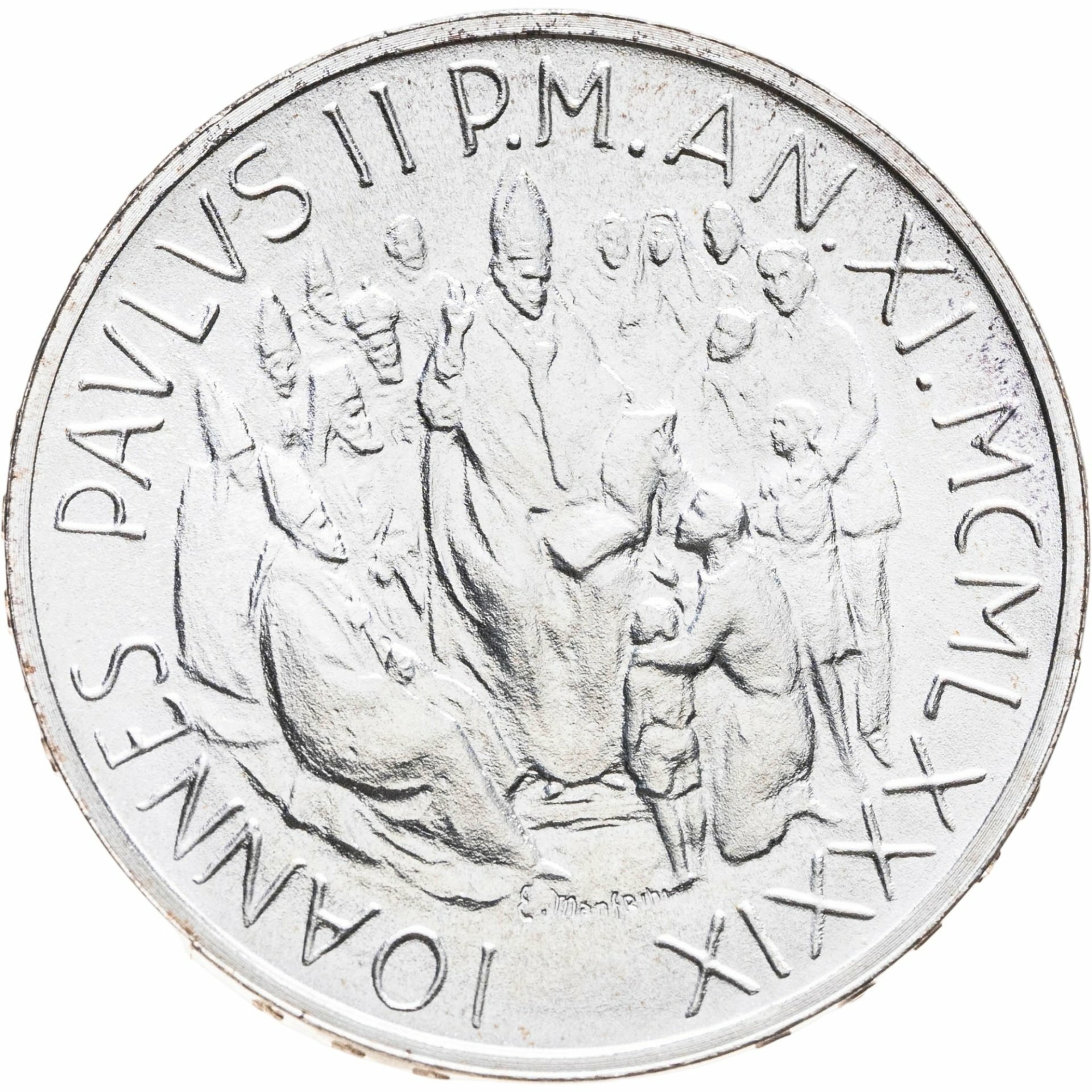 Ватикан 1000 лир lire 1989, Серебро 835, в сохранности UNC