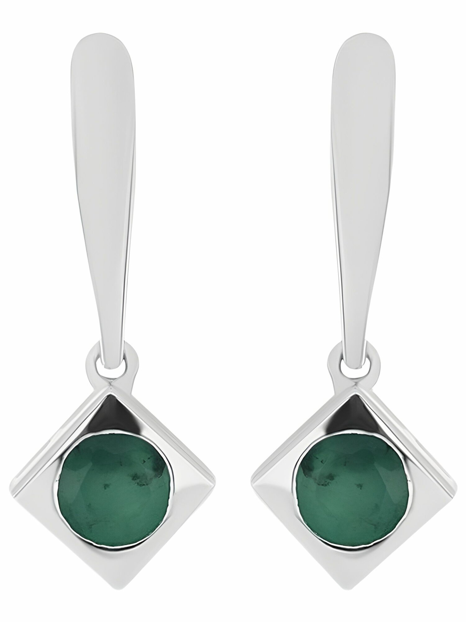 Серьги, серебро, 925 проба, родирование, изумруд