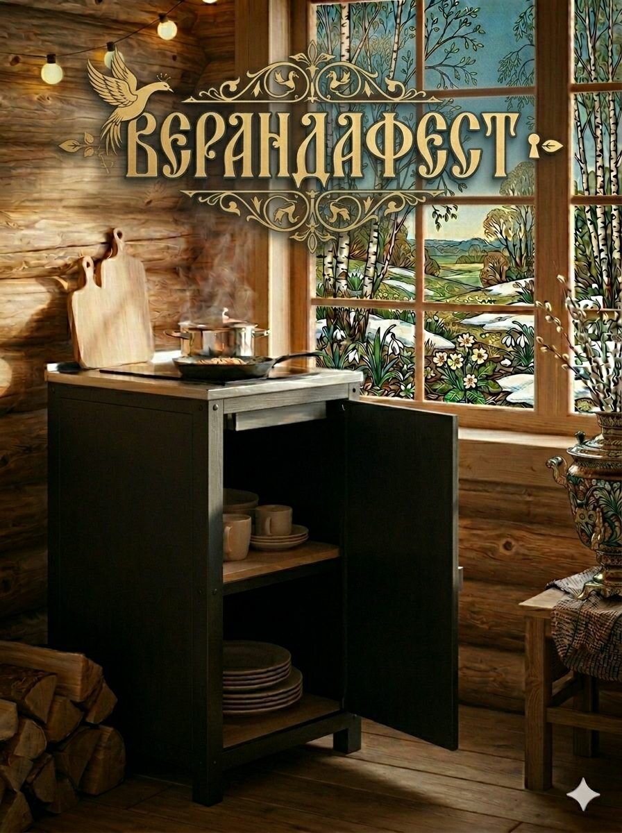 VERANDA: Садовая Кухня - Модуль для Варочной Панели, 2 Конфорки - Уличная Модульная Кухня