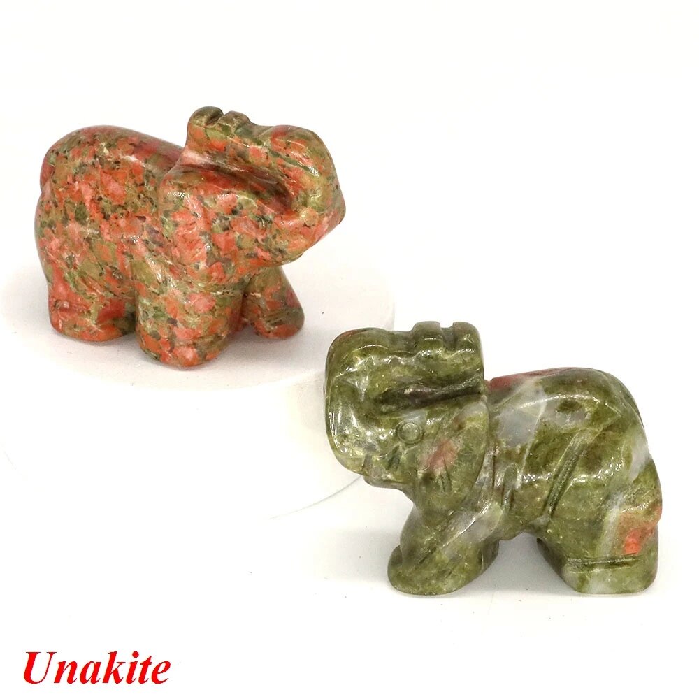 Статуэтки слонов из унакита, 3 шт.