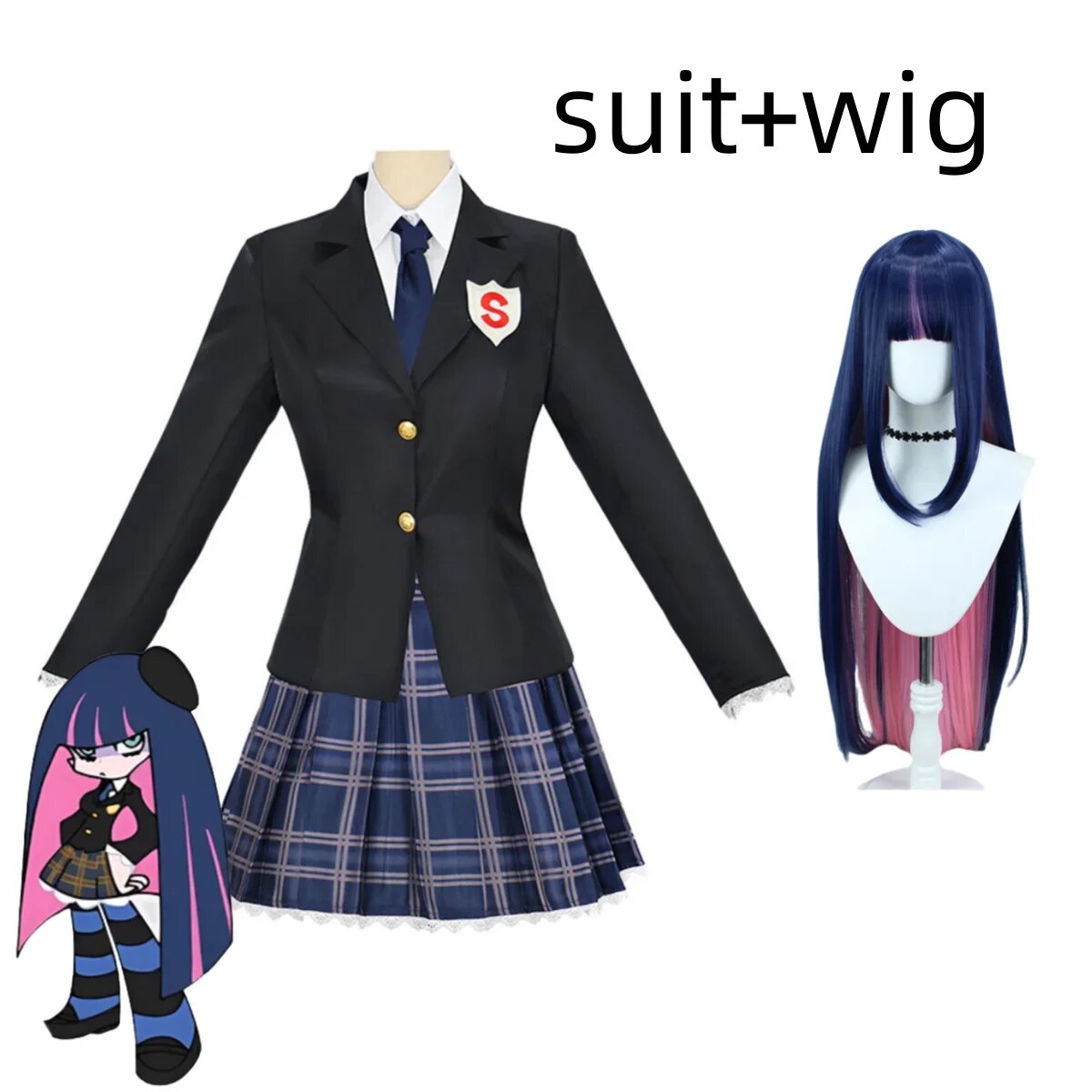 Косплей костюм Стокинг Анархi М, suit wig