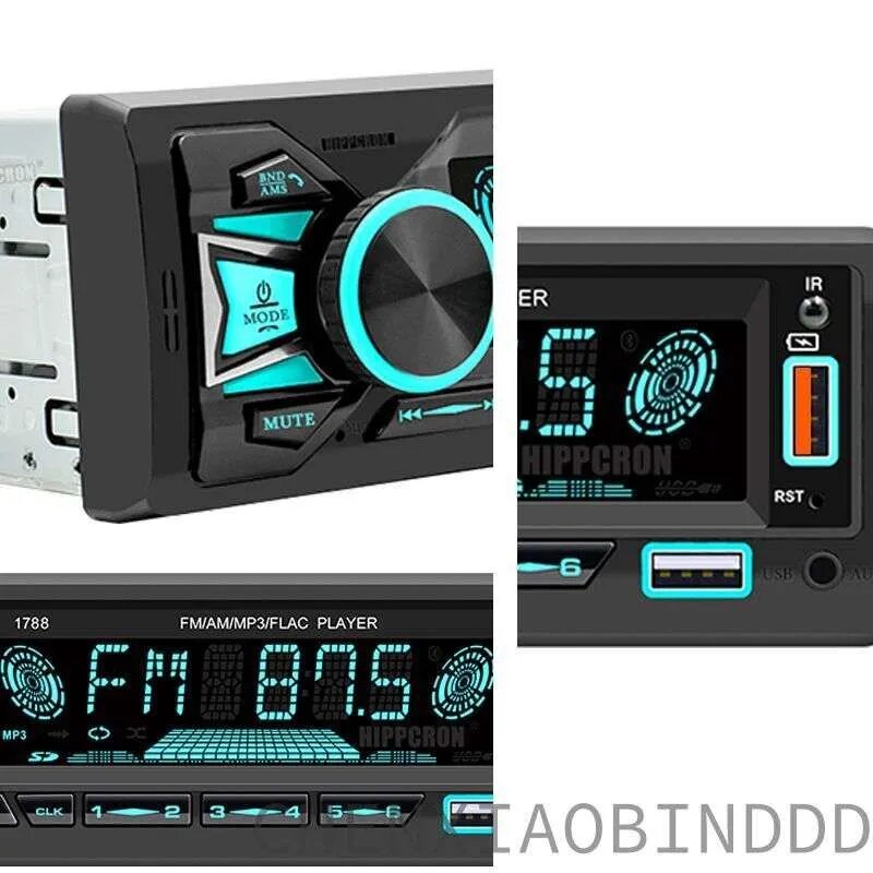 Автомагнитола, 1 DIN с Bluetooth 5.0, FM Radio, USB, AUX, TF-Card, 7 цветов подсветки — фото 1