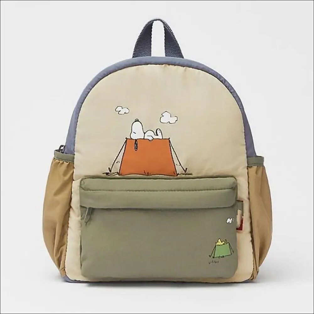 Детский рюкзак Snoopy для мальчиков, школьный ранец, принт герои комиксов, бежевый