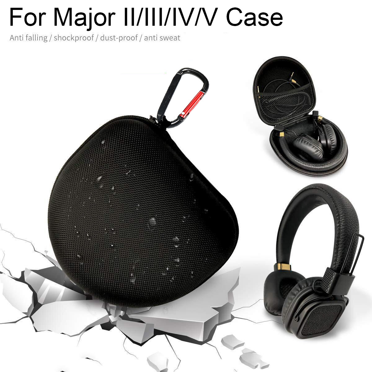 Marshall Major V IV III II Чехол для наушников, Жесткий кейс для переноски и хранения, Защита от ударов и пыли