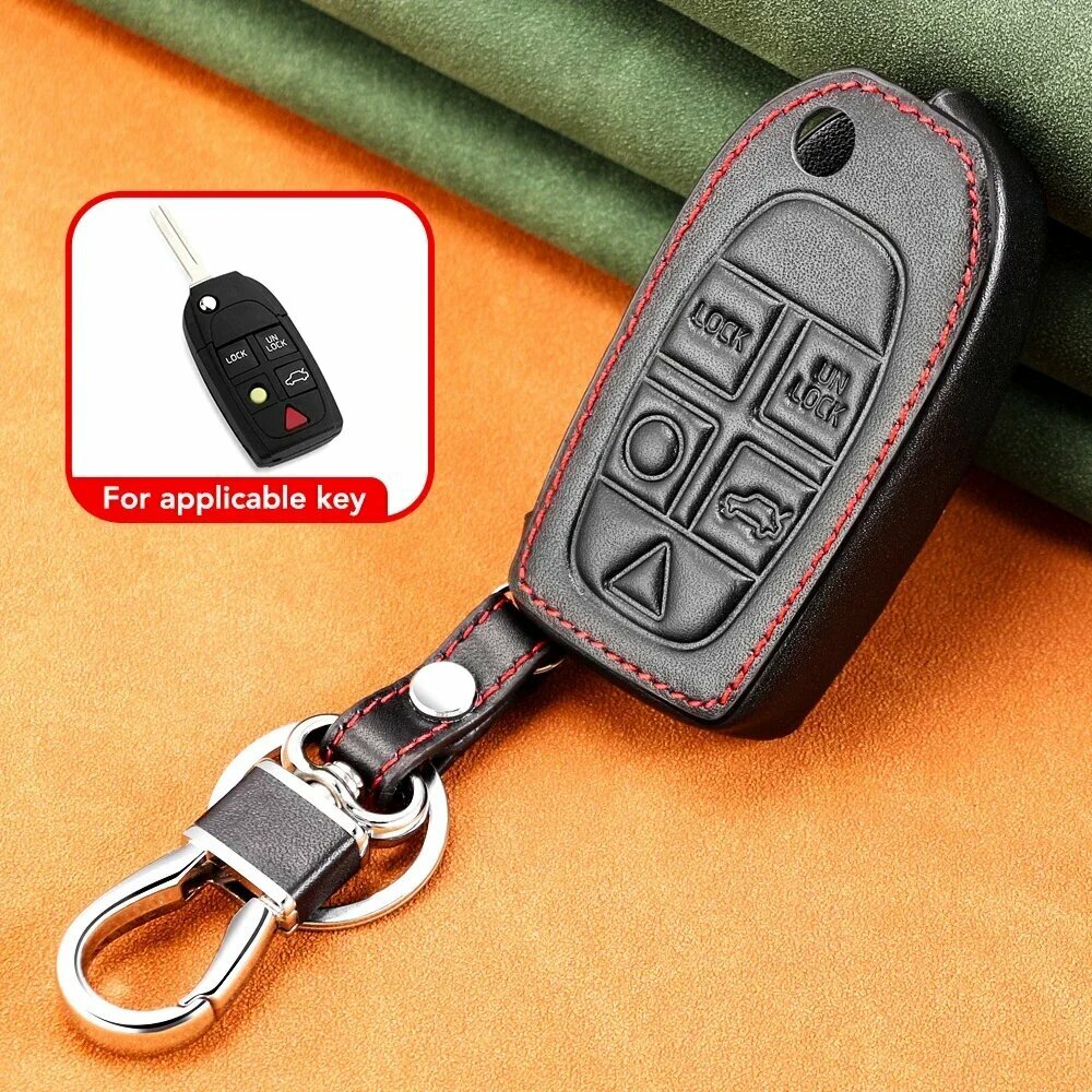 Кожаный чехол для автомобильного ключа, держатель для VOLVO S60 S80 V70 XC70 XC90, держатель с дистанционным управлением