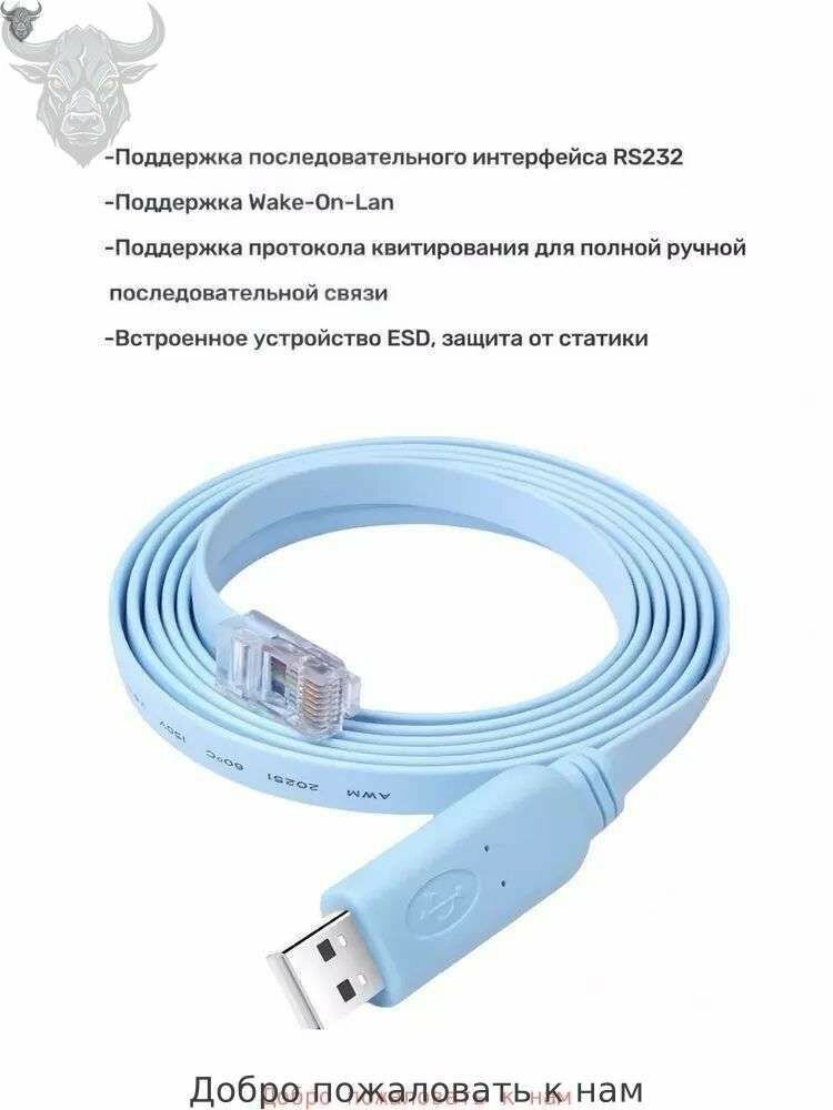 Кабель консольный USB to RJ45 для настройки сетевого оборудования