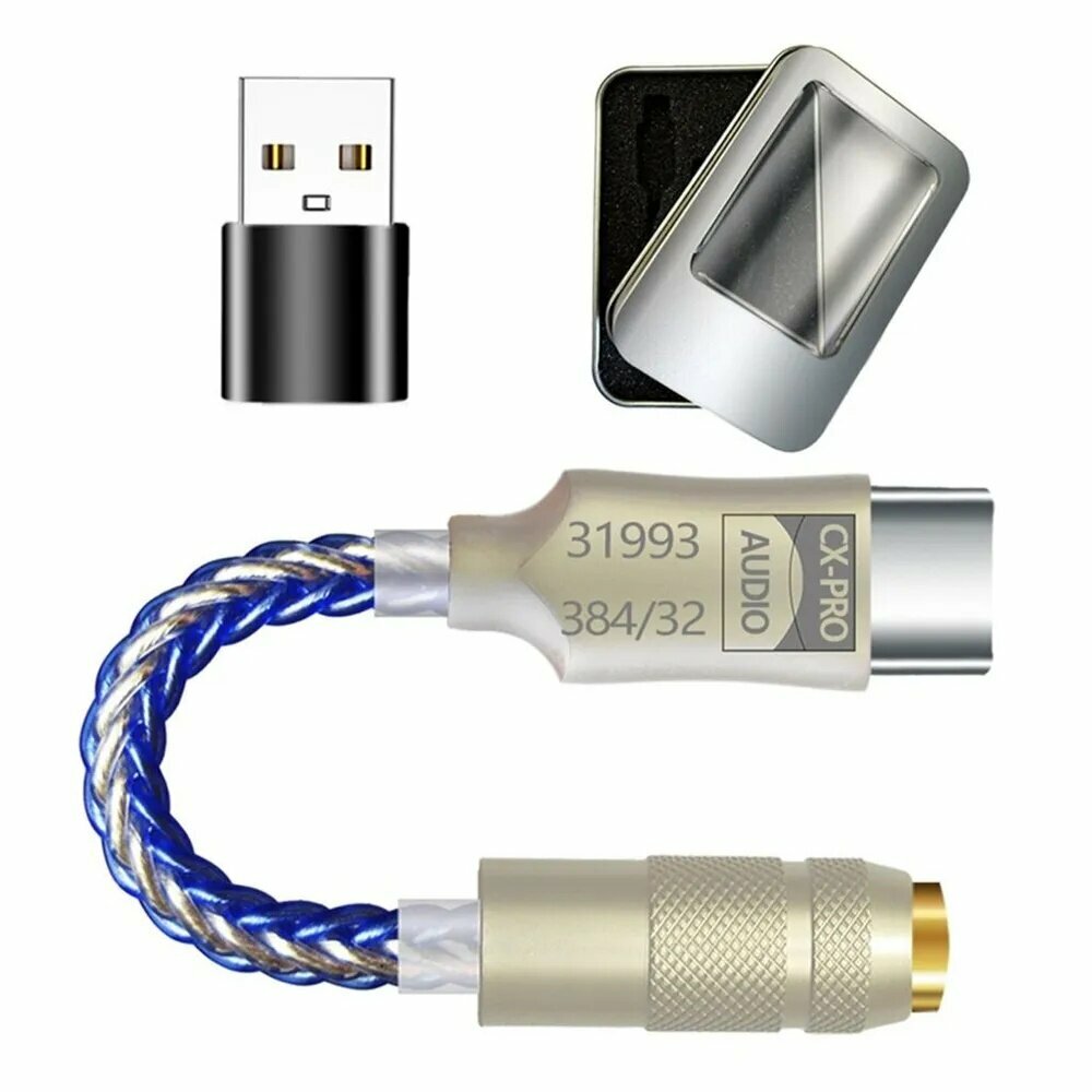 USB Type C DAC до 3,5 мм 32 бит/384 кГц PCM Цифровой преобразователь звука для телефона