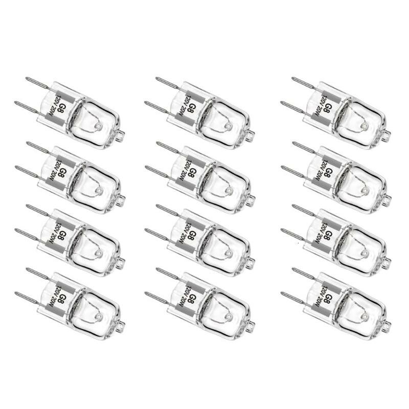 12 шт, G8 20 Вт галогенная лампа бусины духовка микроволновая печь хрустальная лампа бусины лампы прожекторная лампа двойная игла короткая трубка галогенная лампа