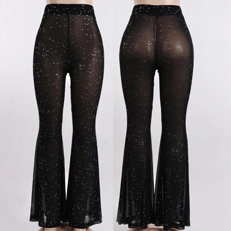 Женские прозрачные брюки CDJLFH винного цвета Черный, S, black