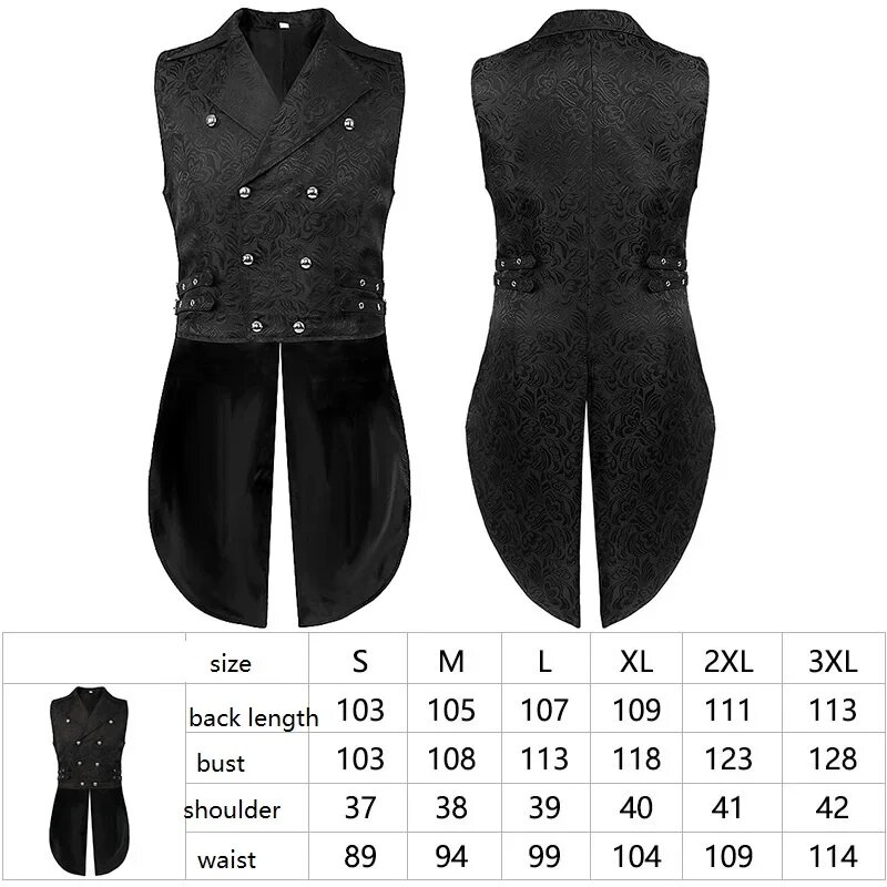 Готический костюм джентльмена Черный, M, balck vest