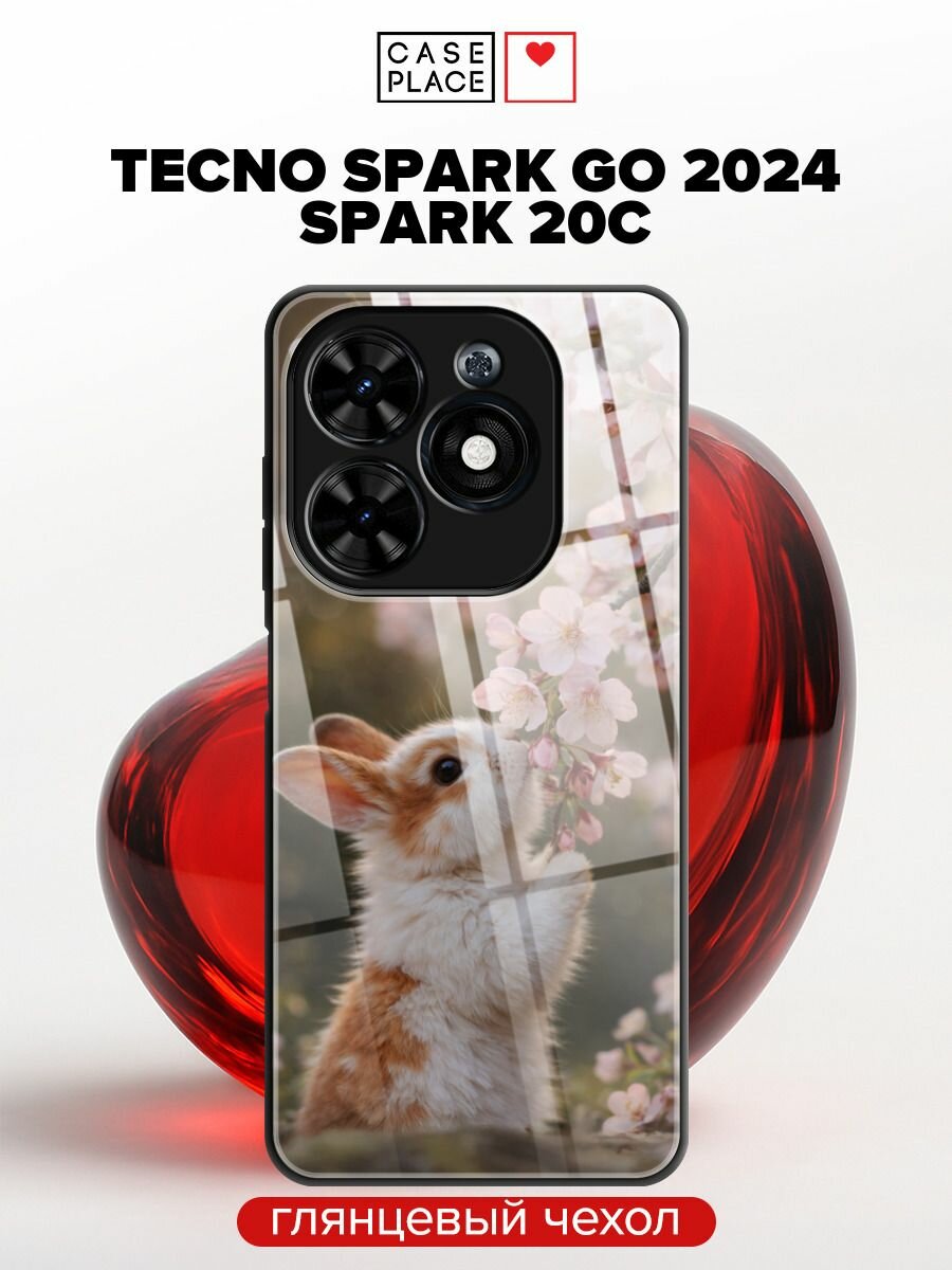 Чехол на Tecno Spark Go 2024/Spark 20C / Текно Спарк Го 2024/Спарк 20С с принтом "Зайчик с сакурой"