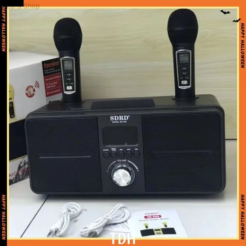 Караоке система SDRD с двумя микрофонами, с функцией Bluetooth и USB разъемом SD309