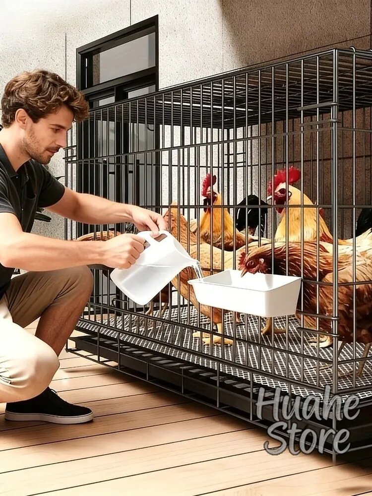 Складной курятник с кормушкой и поилкой для кур, утят, металлический