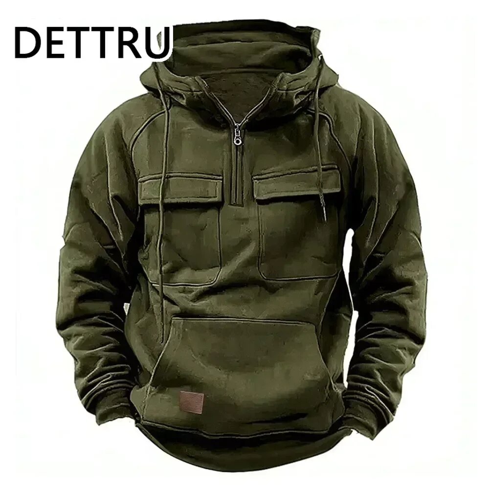 Мужская толстовка DETTRU с капюшоном, зеленый, размер M