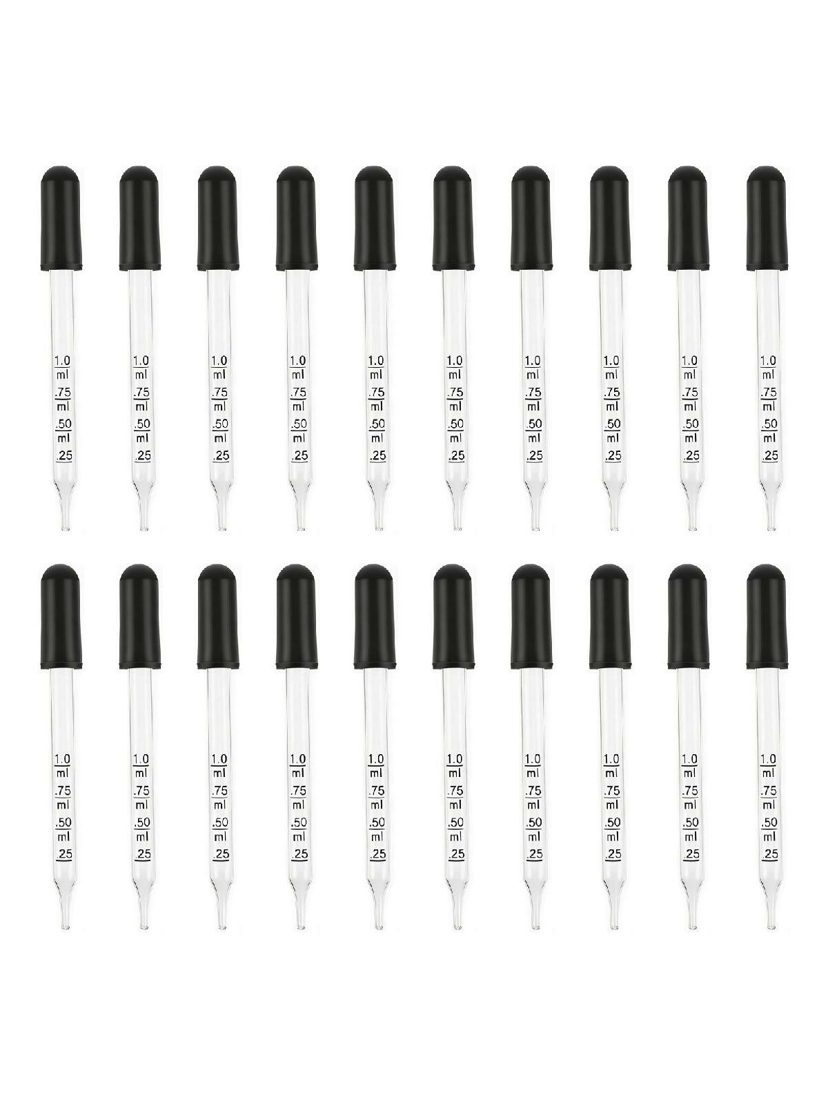 20шт Стеклянные градуированные пипетки для жидкости объемом 1 МЛ для измерения масла и жидкости