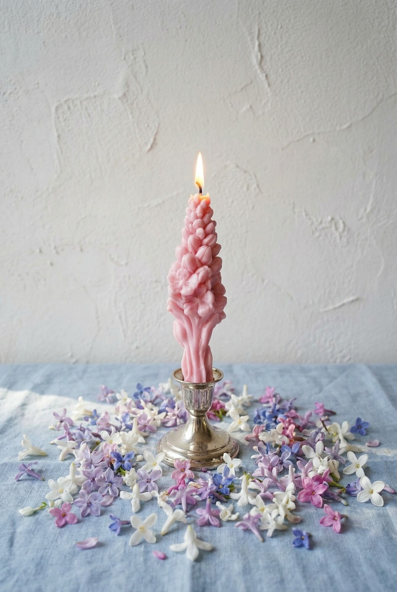 Свеча Unification Love "Цветок большой цвет розовый", фигурная, аромат черной смородины