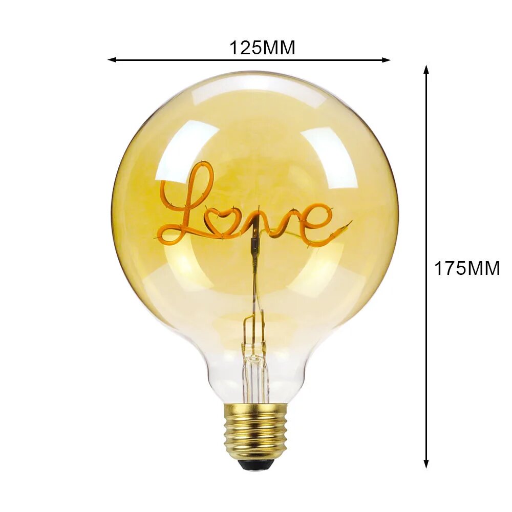 TIANFAN светодиодная лампочка Эдисон винтажная 4 Вт Светло-желтый, Love Stand, 110V